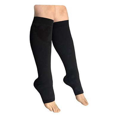 HealthyNees Open Toe 30 40 mmHg Extra Firm Compression Edema Sock Calf ...
