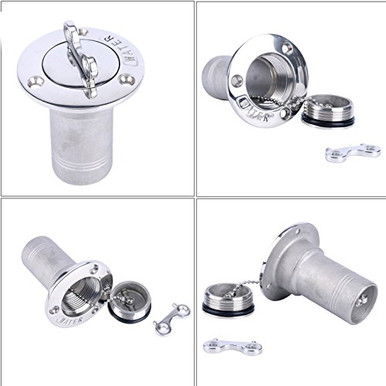 Amarine Made Stainless Boat Water Tank Deck Fill Port W Key 2Inch 50MM ...