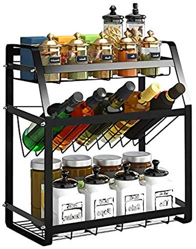 Spice Rack 3 Tier Kitchen Countertop standing Storage Organizer or Wall ...