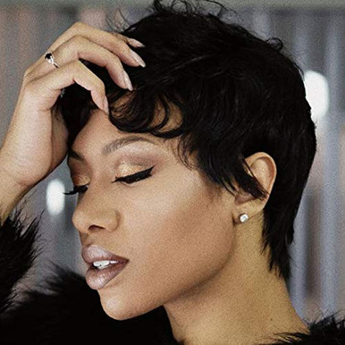 VCK Short Human Hair Wigs for Black Women Curly Pixie Cut Hair Wigs ...