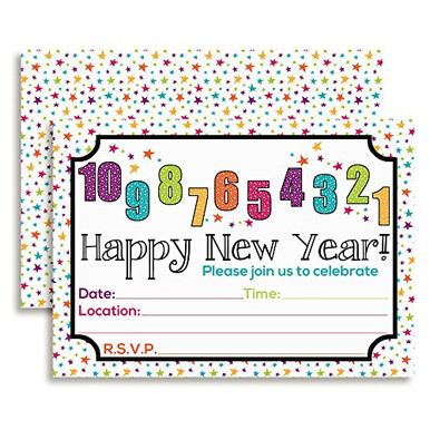 New Year's Stars Countdown Party Invitations, 20 5 X 7 Fill in Cards ...