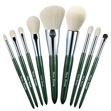 Neria Beauty Makeup Brush Set 9Pcs Emerald green Color Premium ...