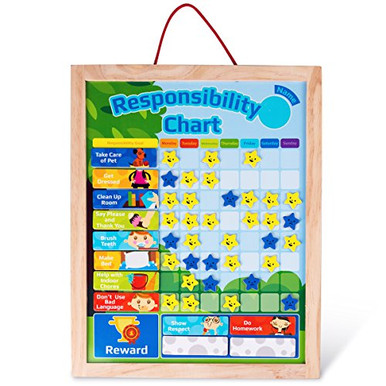Responsibility Chart Wooden Reward Chore Chart Set for Kids 48 PCs ...
