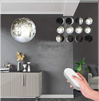 3D 12 Moon Phases LED Moon Wall Light deocoration with Remote Control ...