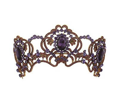 Wiipu Luxury Large Antique Brass Purple Crystal Wedding Party Pageant ...