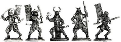 Set of 5 Samurai Tin Toy Soldiers Metal Sculpture Miniature Figure ...