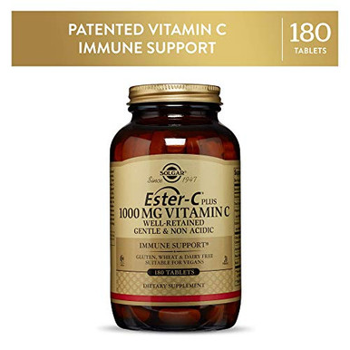 Solgar Ester C Plus 1000 mg Vitamin C Ascorbate Complex 180 Tablets ...