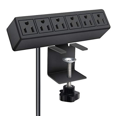 Desk Clamp Power Strip with 6 Standard Plug Ports Desk Mount Power ...