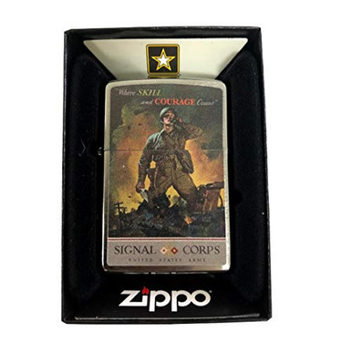 Zippo Custom Lighter Brushed Chrome US Army Signal Corps Soldier ...