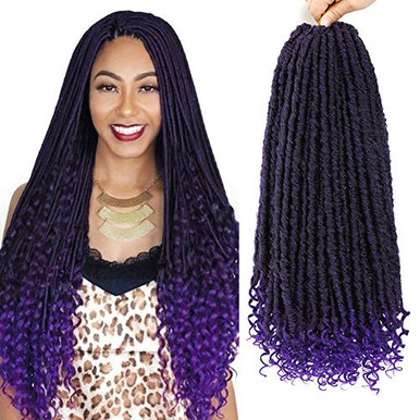 6Pack Goddess Locs Crochet Hair Purple Ombre Straight Faux Locs with ...