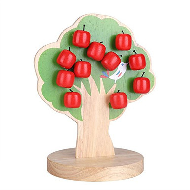 Zerodis Wooden Early Educational Toy Magnetic Apple Tree Math Puzzle ...