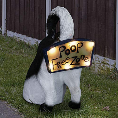 Exhart Solar Poop Free Zone Black and White Dog Statue 10 Inch ...