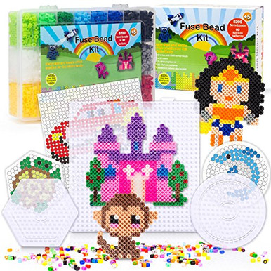 5200 Fuse Bead Set For Kids 5mm 22 Colors 60 Full Size Patterns 3 ...