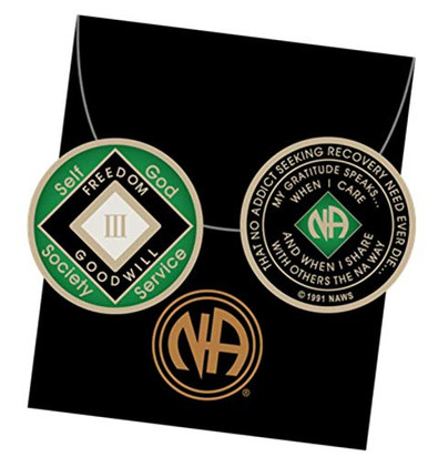 3 Year Green and Black NA Medallion Official Narcotics Anonymous Chip ...