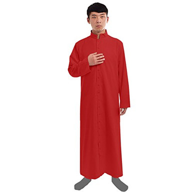 BLESSUME Red Roman Cassock Robe Liturgical Vestments - Warehousesoverstock