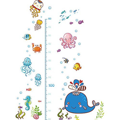 Children Measuring Height Wall Stickers Baby Growth Chart Underwater ...