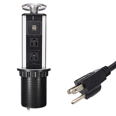 SHUYUE Pulling Pop Up USB Outlet Power Socket 3 US Plug with 2 USB ...