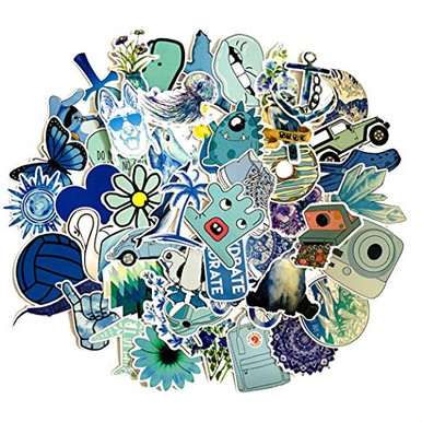 VSCO Stickers for Hydro Flask 50 pcs Blue Waterproof Water Bottle ...