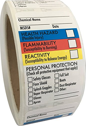 Safety Data Sheet Stickers/MSDS Stickers, 1.5" x 2.5", 2 Rolls of 250 ...