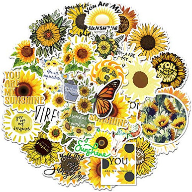 Sunflower Waterproof VSCO Stickers 50 Pcs Vinyl Decals for Hydroflasks ...