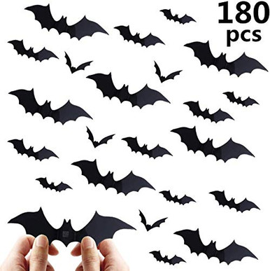 Beauthard Halloween Decorations Bat Wall Decals Stickers Decor 180 Pack ...