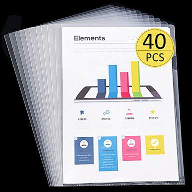 40PCS Clear Document Folder Plastic File Folders L-Type Project Folders ...