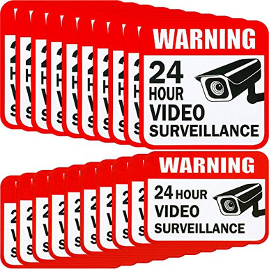 Tatuo 20 Pieces Video Surveillance Sticker Sign Decal 2 Size for Home ...