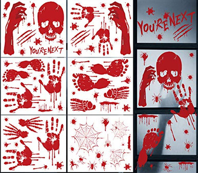 97 PCS Bloody Halloween Window Clings Halloween Party Decorations Scary ...