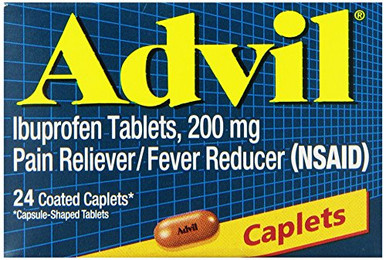 Advil Coated Caplets Pain Reliever and Fever Reducer Ibuprofen 200mg 24 ...