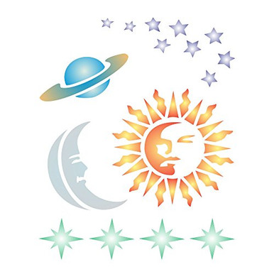 Celestial Stencil 3-25 x 4 inch S - Sun Moon Stars Art Decor Stencils ...