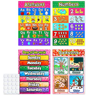 Educational Preschool Posters for Toddlers and Kids with Glue Point Dot ...