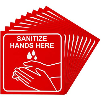10 Pieces Sanitize Hands Here Signs Stickers Use Hand Signs 6 x 6 Inch ...