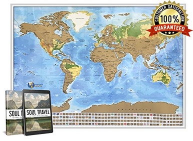 Scratch off travel map of the world - Easy to scratch off world travel ...