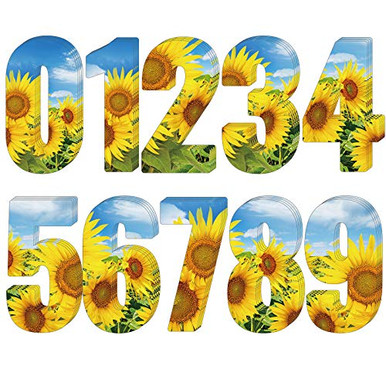 ADXCO 40 Pieces 4 Sheets Wheelie Bin Number Sunflower Sunflower Numbers ...