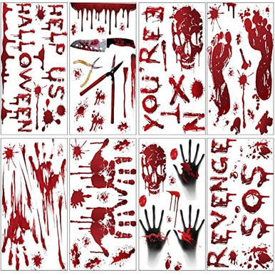 HAOYUNTE Bloody Hand Prints Horror Footprint Decals Horror Footprints ...