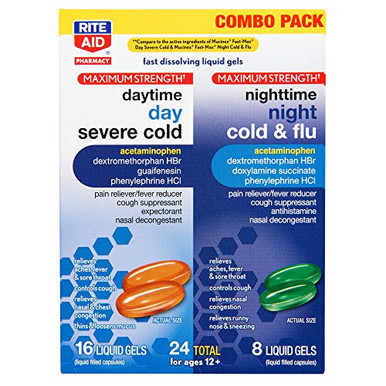 Rite Aid Day Night Severe Cold and Flu Medicine Combo Pack - 24 Liquid ...