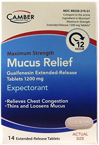 Mucus Relief Chest Congestion Tablets 14 Ct Maximum Strength ? 12-24 Hr ...