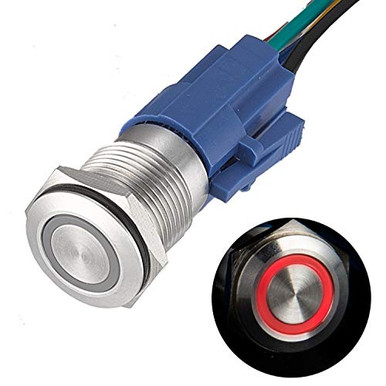 APIELE 16mm Momentary Push Button Switch On Off Stainless Steel with ...