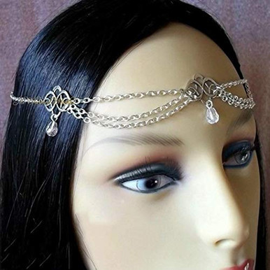 Brinote Boho Layered Crystal Head Chain Silver Hollow Headpieces ...