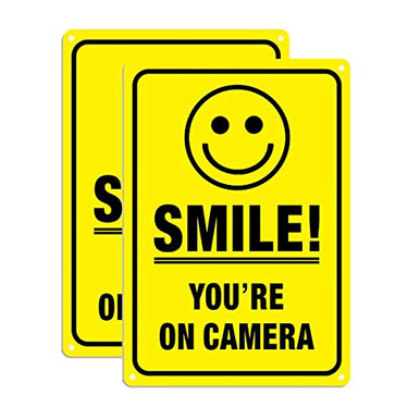 2 Pack Smile Youre on Camera Sign Video Surveillance Signs 10x7 Inches ...