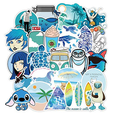 101 Pack Blue Stickers for Water Bottle Waterproof Vinyl Decals for ...