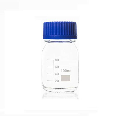 100ml Thick Glass Media Storage Bottles with Blue GL45 Screw Cap and ...