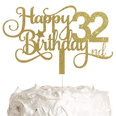 ALPHA K GG 32nd Birthday Cake Topper Happy 32nd Birthday Cake Topper ...