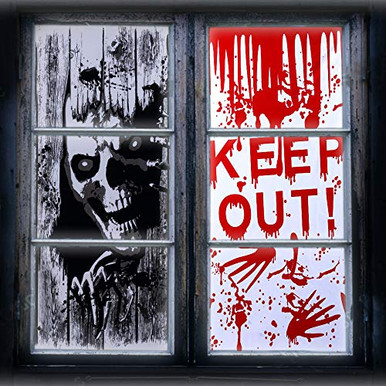 Aaskuu Halloween Giant Bloody Window Posters Haunted House Door Cover ...