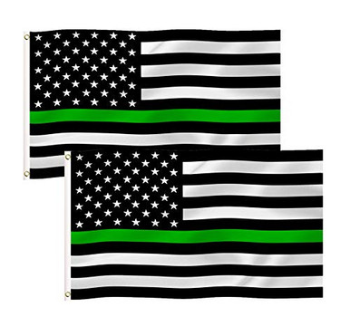 2 Pack Thin Green Line American USA Flags 3x5 Foot Patriotic American ...