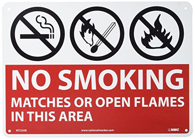 NMC M722AB NO SMOKING - MATCHES OR OPEN FLAMES IN THIS AREA Sign 10 in ...