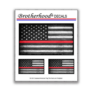 Brotherhood Thin Red Line Decals American Flag Fireman Firefighter ...