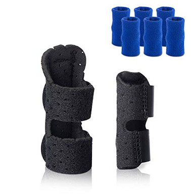 Finger Splints 2 Size Pack with 6 Finger Sleeves Adjustable Finger ...