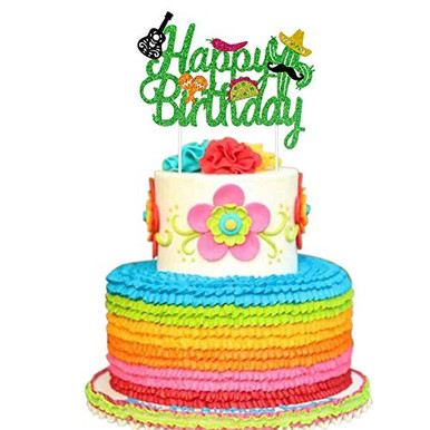 Cactus Happy Birthday Cake Topper - Mexican Chilli Festival Carnival ...