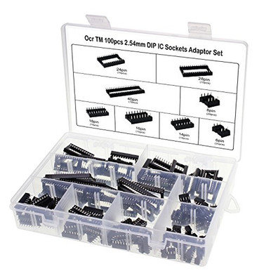 OCR 100Pcs 2-54mm Pitch Dual Row DIP IC Sockets Solder Type Adaptor Set ...